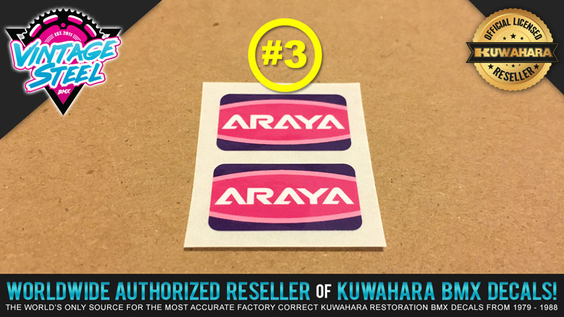 NEW! Araya 'CUSTOM COLOR' Rim / Wheel BMX Decal Stickers (1 PAIR ...