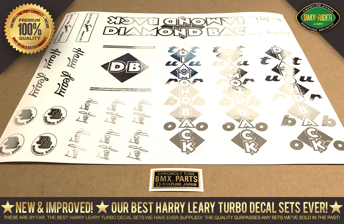 Diamond Back HARRY LEARY TURBO Decal Set (Original) - Vintage Steel