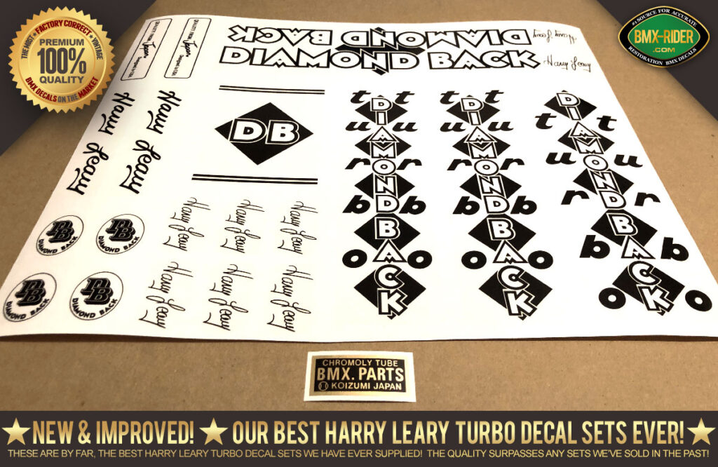 Diamond Back HARRY LEARY TURBO Decal Set (Black) - Vintage Steel