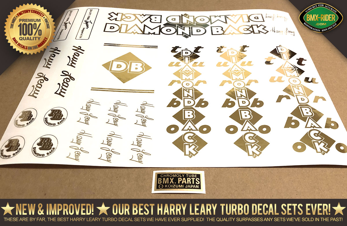 Diamond Back HARRY LEARY TURBO Decal Set (Gold) - Vintage Steel