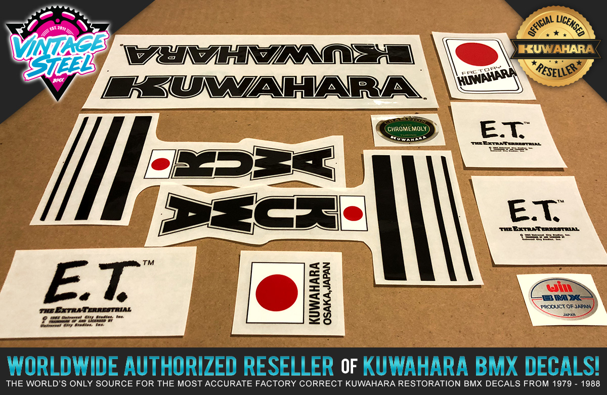 Kuwahara E.T. "Custom Black" Decal Set (1982) - Vintage Steel