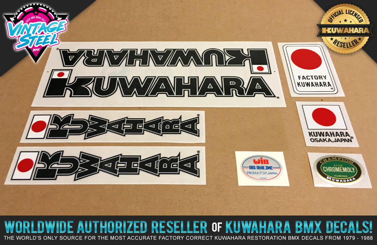 Kuwahara KE/KY (KYZ) Decal Set (Late 1983+) - Black - Vintage Steel