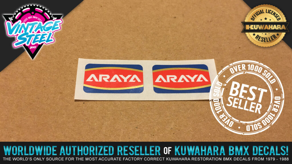 Araya Rim / Wheel BMX Decal Stickers (Pair) - Vintage Steel