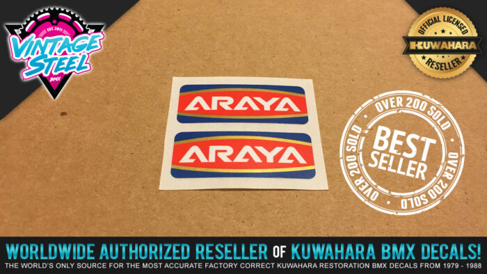 Araya "Letters" Rim / Wheel BMX Decal Stickers (Pair) - Vintage Steel