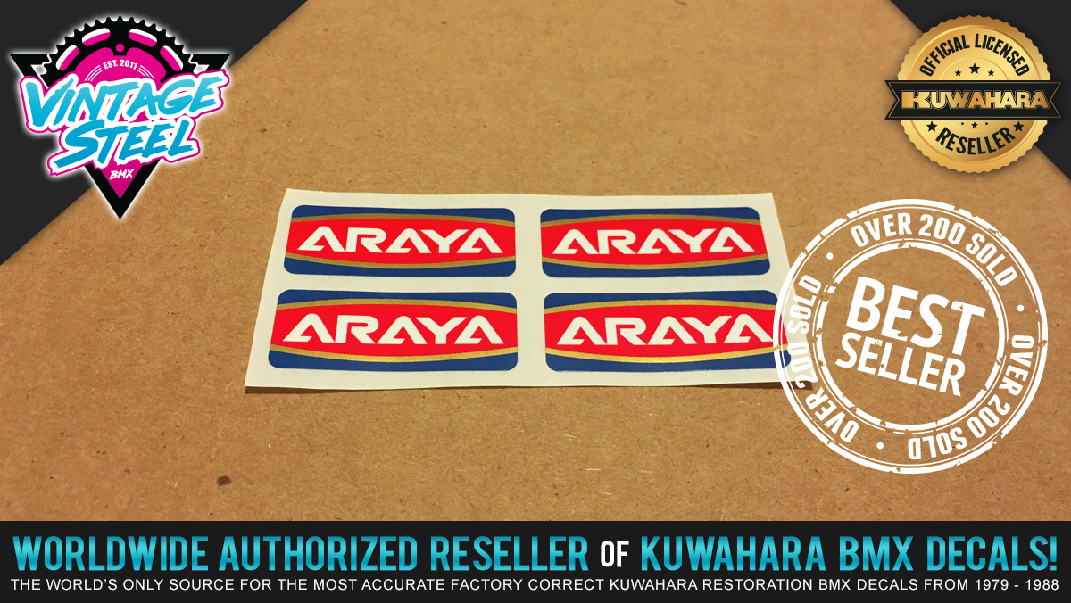 Araya Rim / Wheel Decal - for 24" & 26" Cruiser (2 Pairs) - Vintage Steel