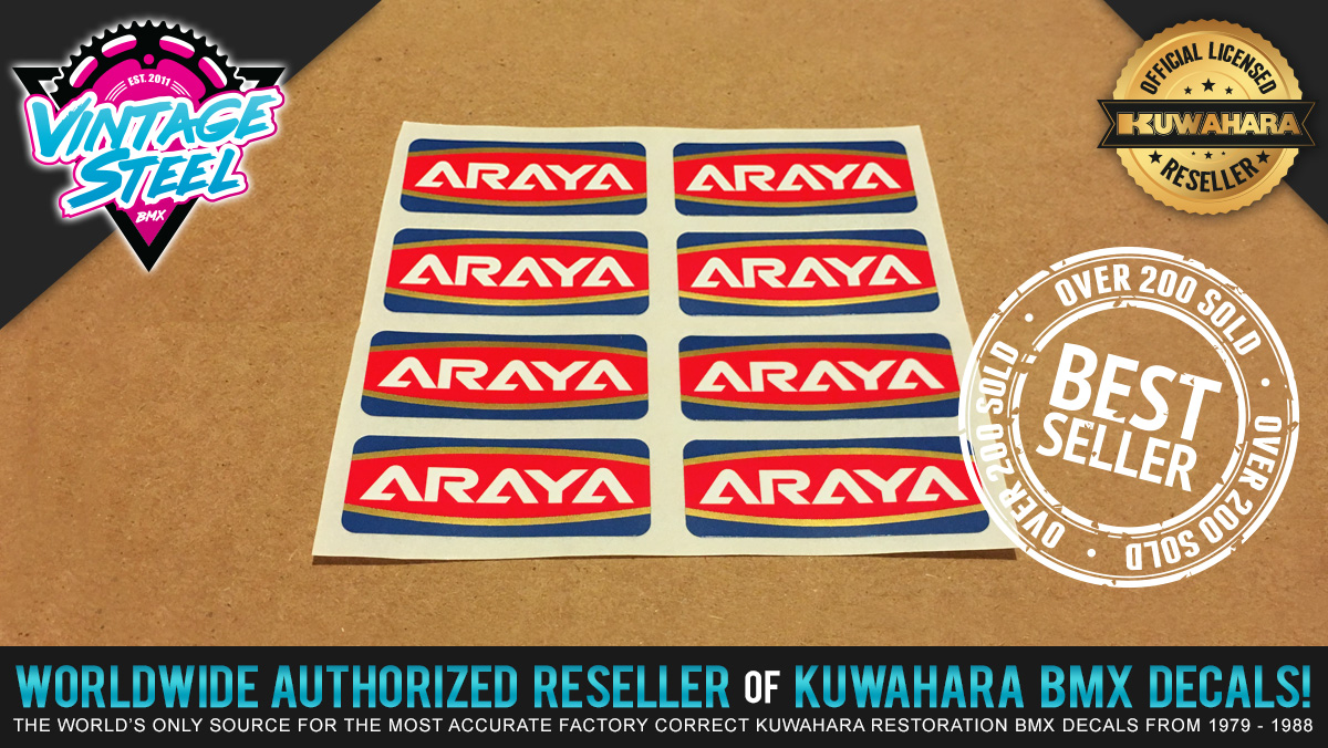 Araya Rim / Wheel Decal - for 24" & 26" Cruiser (4 Pairs) - Vintage Steel