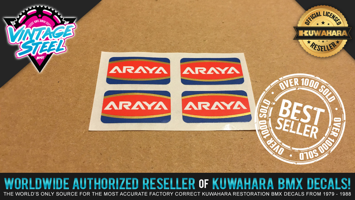 Araya Rim / Wheel BMX Decal Stickers (2 Pairs) - Vintage Steel