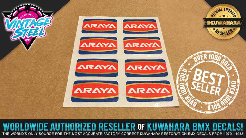 Araya Rim / Wheel BMX Decal Stickers (4 Pairs) - Vintage Steel