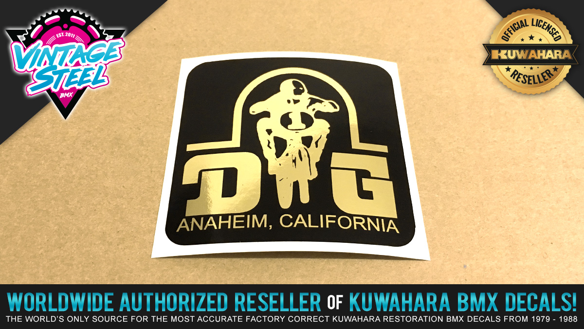 RARE DG BMX Head Tube Decal (1976-1978) - Gold - Vintage Steel