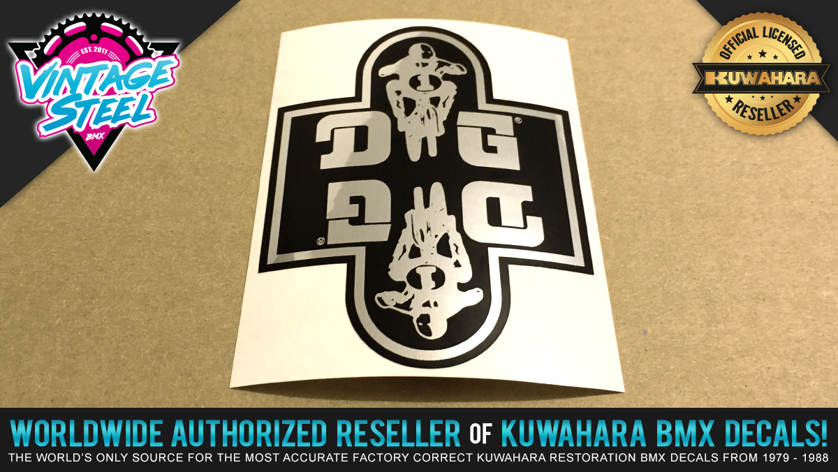 RARE DG BMX Head Tube Decal (1981-1982) - Chrome - Vintage Steel