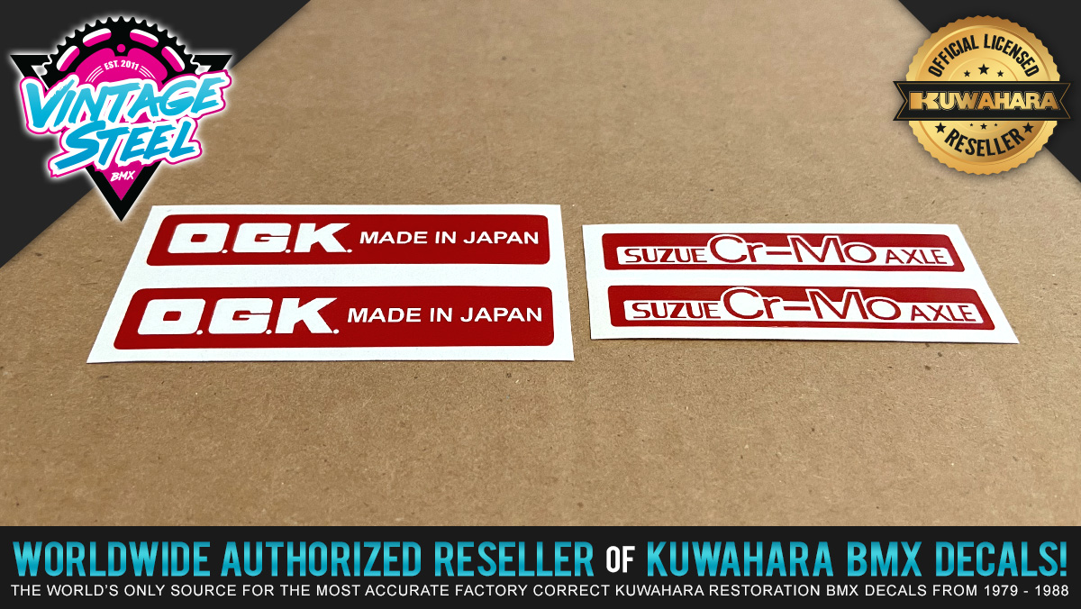 O.G.K. Mag Wheel BMX Decal Stickers - Red (Set) - Vintage Steel