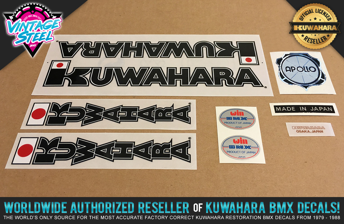 Kuwahara Apollo Decal Set (1983-1985) - Black - Vintage Steel
