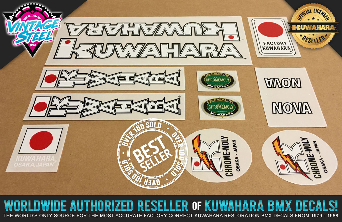 Kuwahara NOVA Decal Set (Late 1983-Feb 1984) - White - Vintage Steel