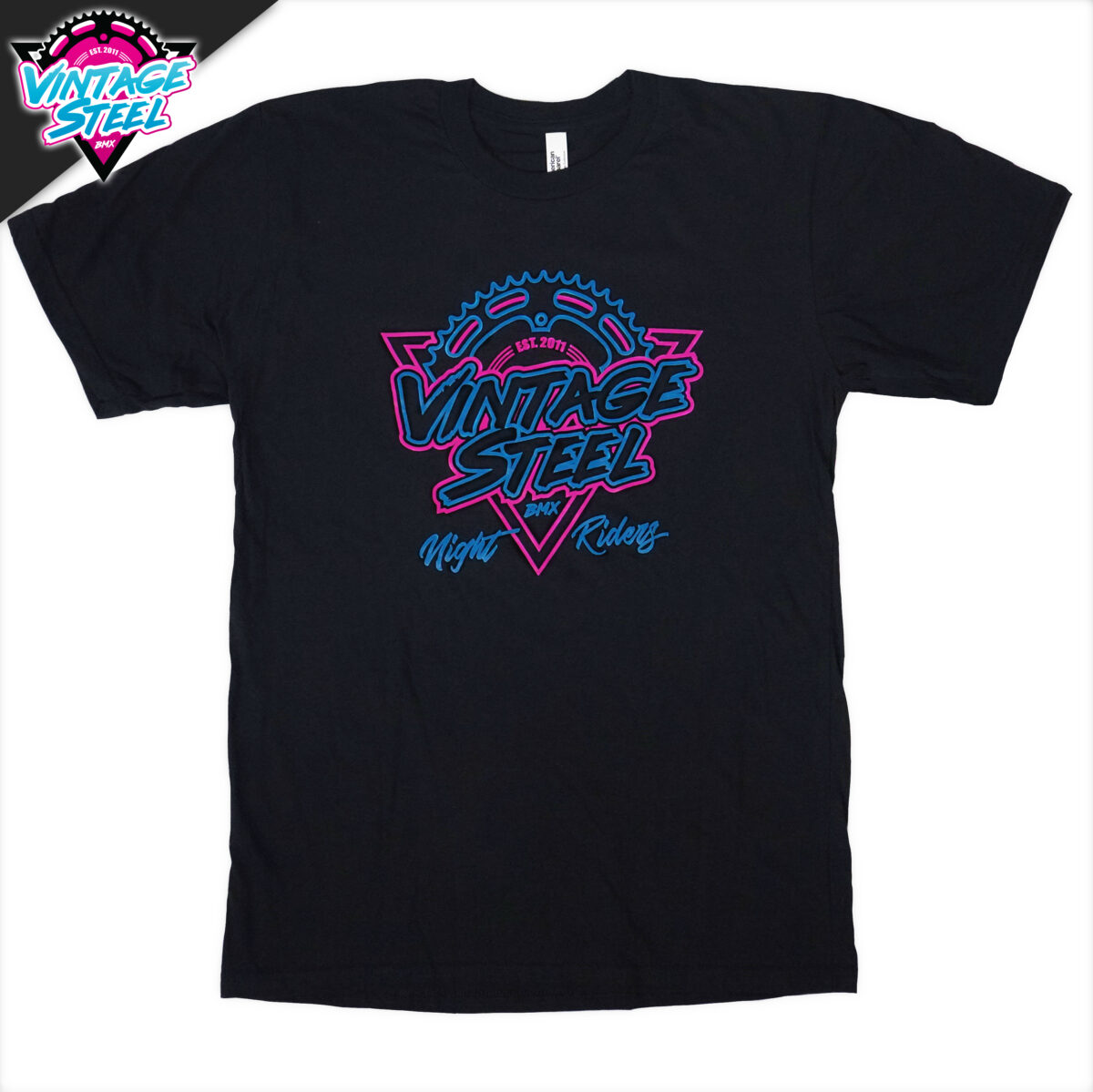 Vintage Steel Classic Neon T-Shirt (Black) - Vintage Steel