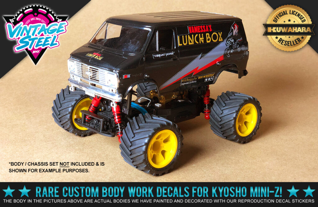 Kyosho Mini-Z Tamiya "LUNCHBOX" 1/24 Decal Set (Black) - Vintage Steel
