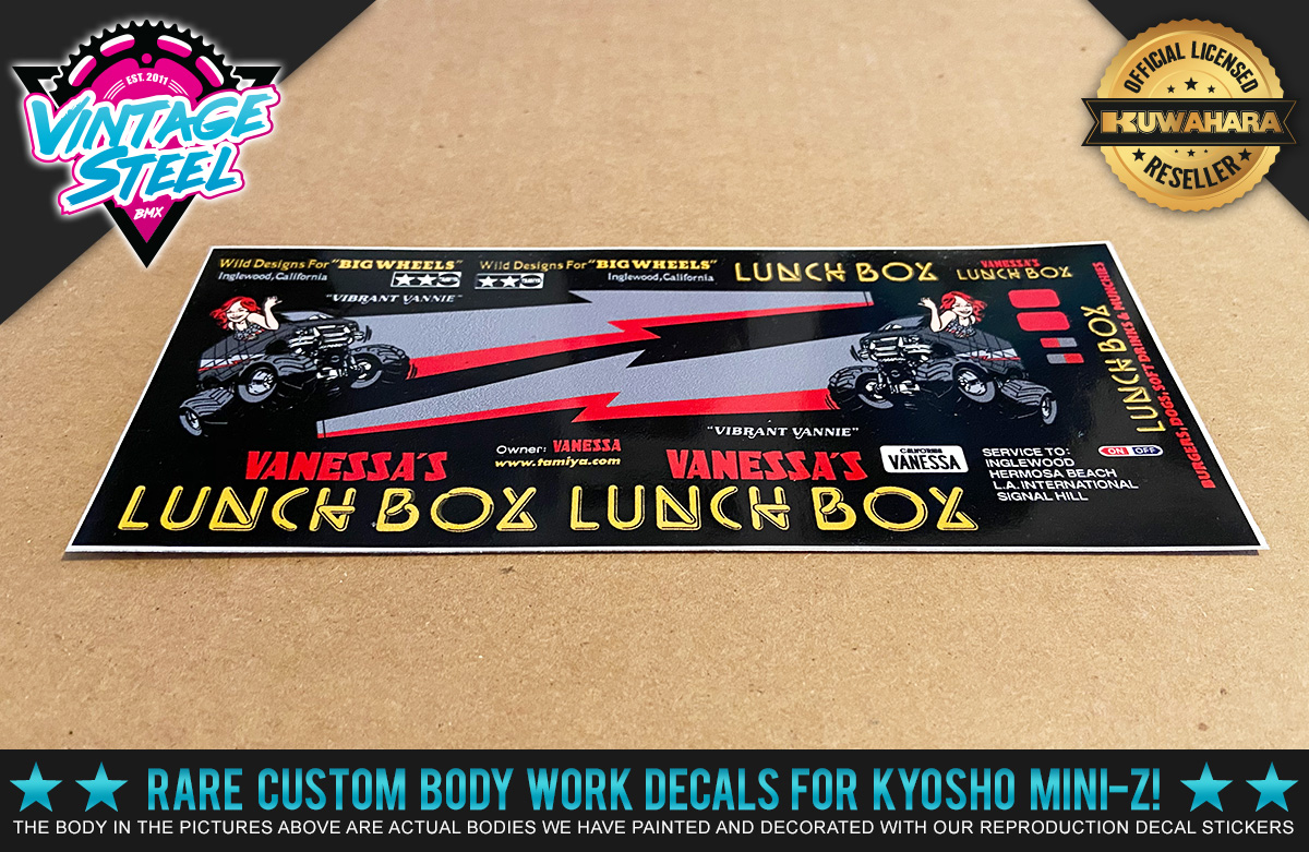 Kyosho Mini-Z Tamiya "LUNCHBOX" 1/24 Decal Set (Black) - Vintage Steel