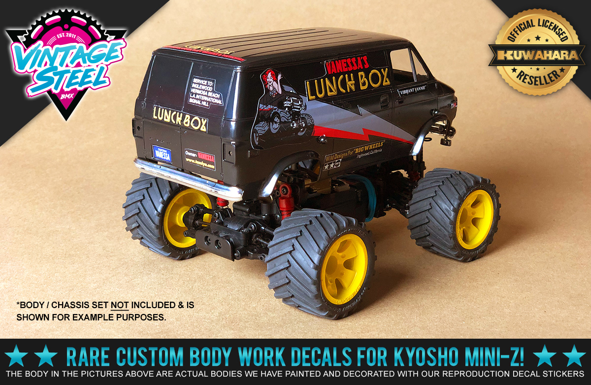 Kyosho Mini-Z Tamiya "LUNCHBOX" 1/24 Decal Set (Black) - Vintage Steel