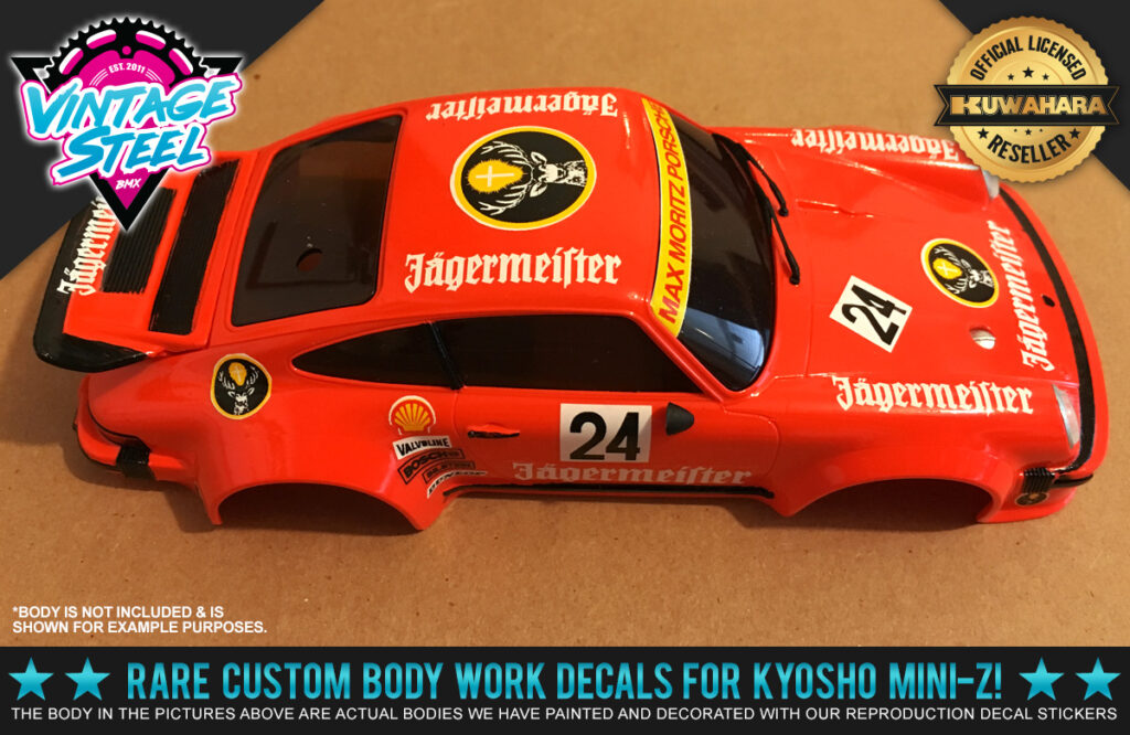 Kyosho Mini-Z Porsche 934 "JAGGERMEISTER" Decal Set - Vintage Steel