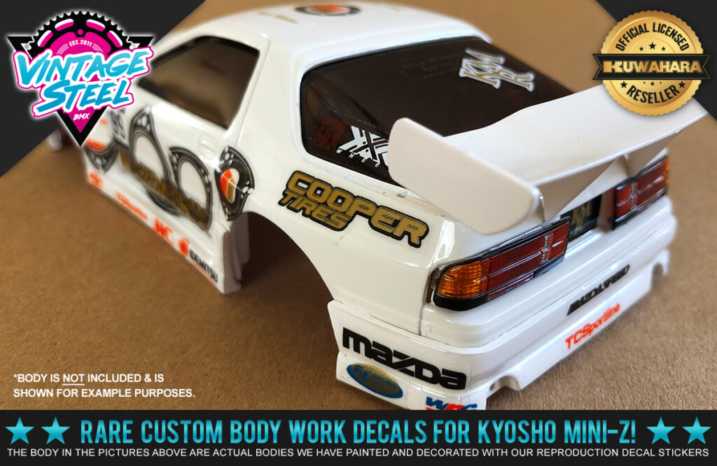 Kyosho Mini-Z Mazda RX-7 Savanna "MAZDATRIX" Decal Set - Vintage Steel