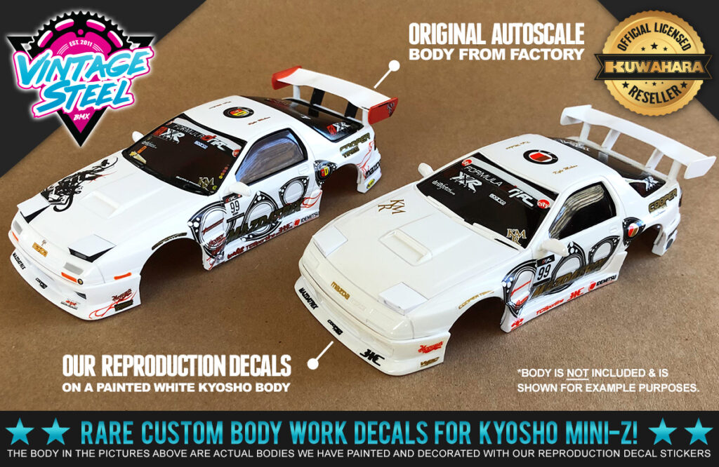 Kyosho Mini-Z Mazda RX-7 Savanna "MAZDATRIX" Decal Set - Vintage Steel