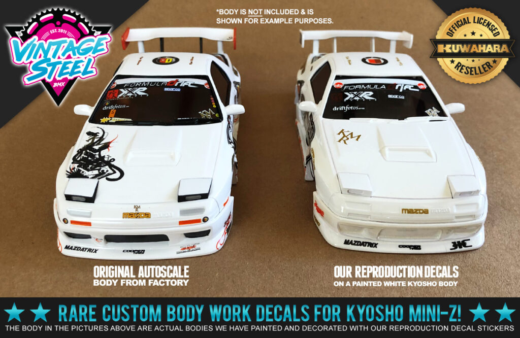 Kyosho Mini-Z Mazda RX-7 Savanna "MAZDATRIX" Decal Set - Vintage Steel