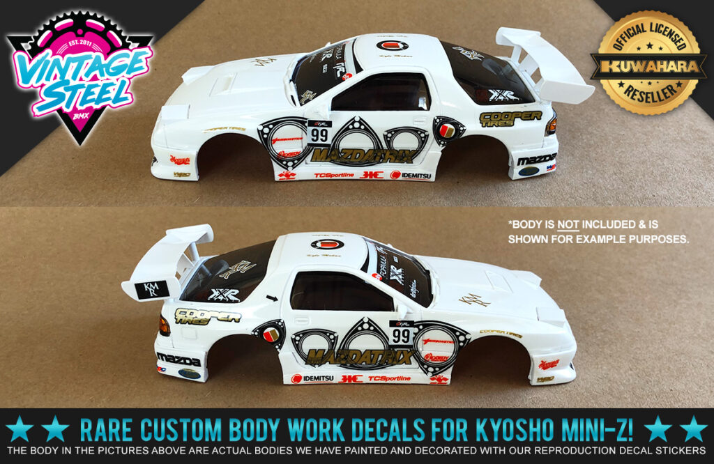 Kyosho Mini-Z Mazda RX-7 Savanna "MAZDATRIX" Decal Set - Vintage Steel