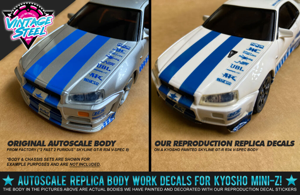 Kyosho Mini-Z Nissan Skyline "Fast & Furious" GT-R R34 Decal Set ...