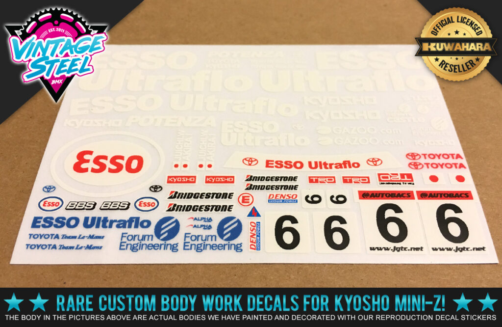 Kyosho Mini-Z Toyota Supra "ESSO ULTRAFLO" Decal Set - Vintage Steel