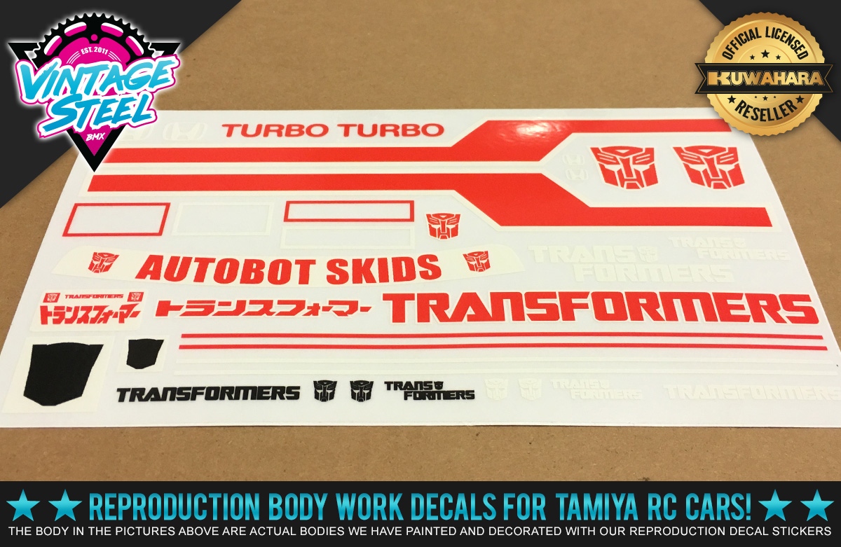 Tamiya Honda City Turbo "TRANSFORMERS SKIDS" 1/10 Decal Set - Vintage Steel